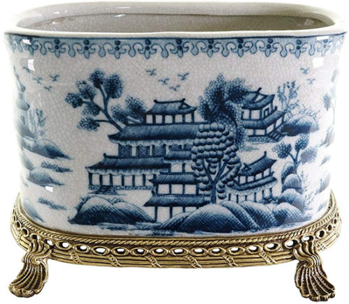 Oval Blue Willow Porcelain Flower Pots – my design42