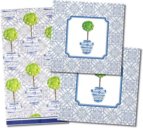 Boston International Blue Topiary Pattern Kitchen and Table Collection ...