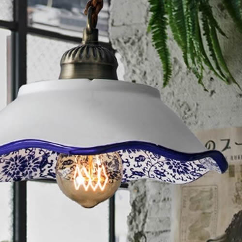 Blue and White Porcelain Bowl Pendants with a Piecrust Edge – my design42