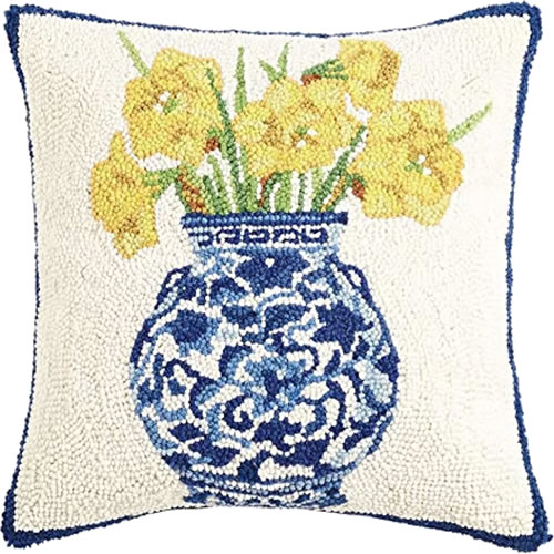 Peking Handicraft Blue and White Chinoiserie Embroidered and Hooked ...