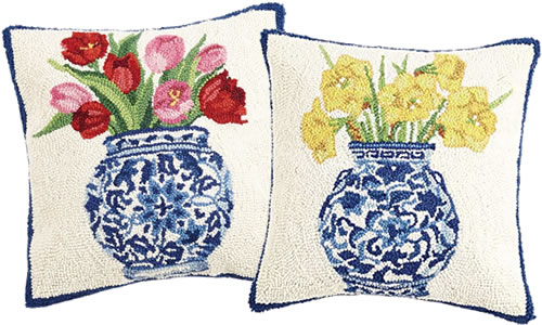 Peking Handicraft Blue and White Chinoiserie Embroidered and Hooked ...