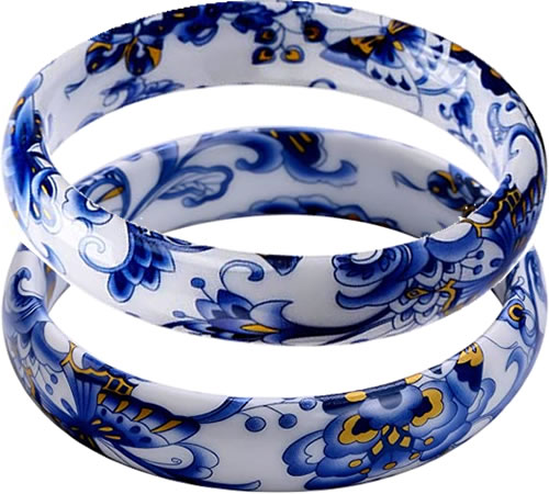 Blue and White Porcelain Bangle Bracelets and Earrings – my design42