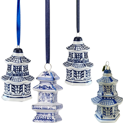 Miniature Blue and White Porcelain Pagoda Ornaments – my design42