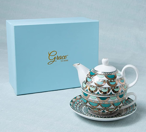 Grace Teaware Tea-for-One Porcelain Teapot, Cup and Saucer – my design42