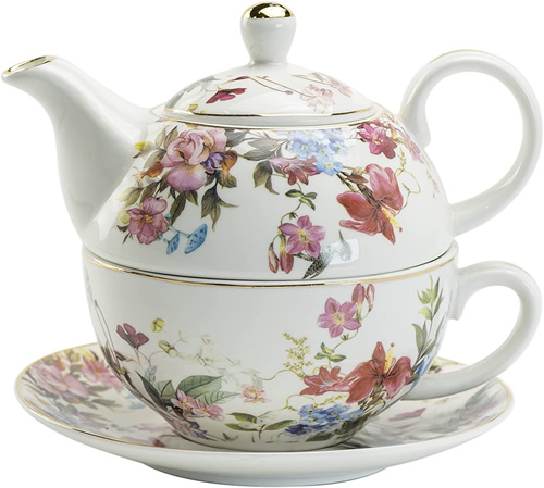 Grace Teaware Tea-for-One Porcelain Teapot, Cup and Saucer – my design42